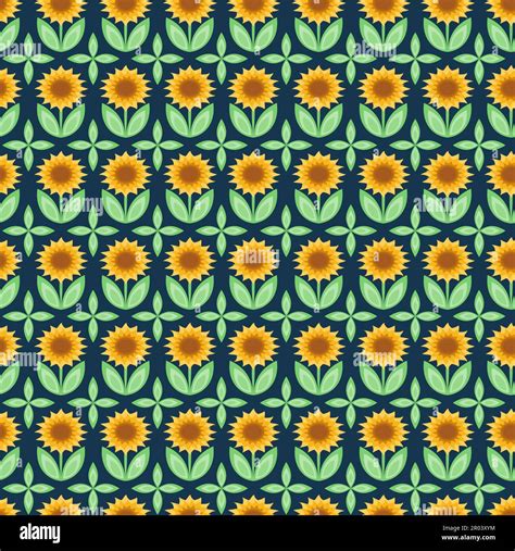 Sunflower Seamless Pattern Vector Illustration Stock Vector Image