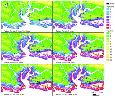 Charleston Area Inundation Map Blue Red Caused By Storm Surge Heights