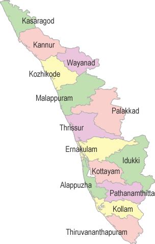 Kerala Tourism Map Districts