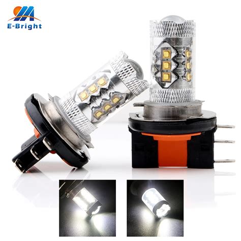 2pcs 80w 16 Smd Lens Highlight Leds Bulb H15 6500 8000k 1920lm Socket