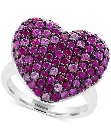 Effy Collection Splash By Effy® Ruby Heart Ring 2 12 Ct Tw In Sterling Silver Macys
