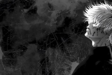 Ken Kaneki Black White Depth Parallax Wallpaper