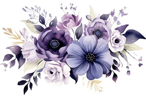 Purple Watercolor Flowers Pngs For Free Download