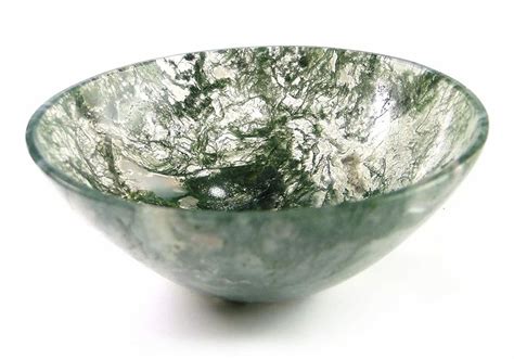 Silver And Green Round Agate Gemstone Bowl For Home Size 6inch
