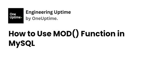 How To Use Mod Function In Mysql