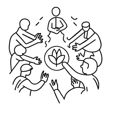 Community Gathering Vector Illustration Line Art Premium Ai Generated Vector