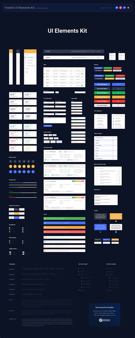 Freebie UI Elements Kit On Behance