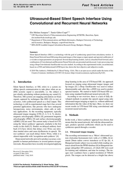 Pdf Ultrasound Based Silent Speech Interface Using Convolutional And