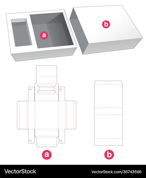 Folding Insert Tray With Cover Die Cut Template Vector Image