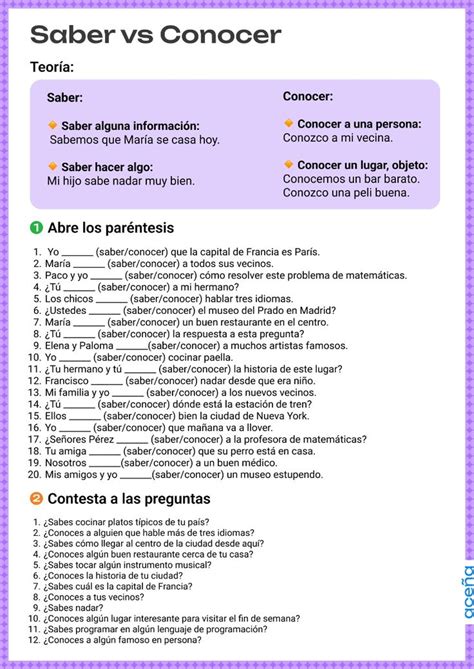 Diferencia Conocer Vs Saber Español Como Lengua Extranjera Aprender