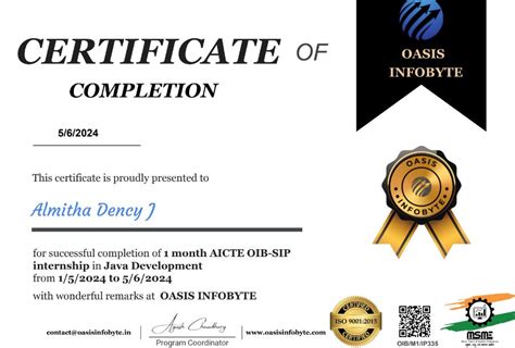 Internship Aicte Javadevelopment Oasisinfobyte Starperformer