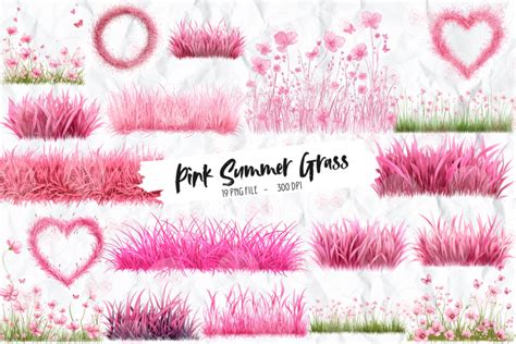 Pink Summer Grass Clipart 19 Png Bundle