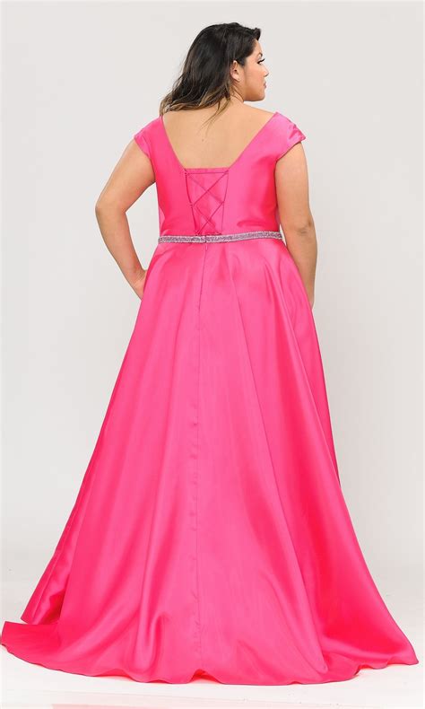 Cap Sleeve Long Plus Size Prom Dress Promgirl