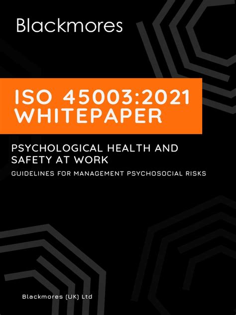 Iso 45003 Whitepaper Pdf Occupational Safety And Health Risk
