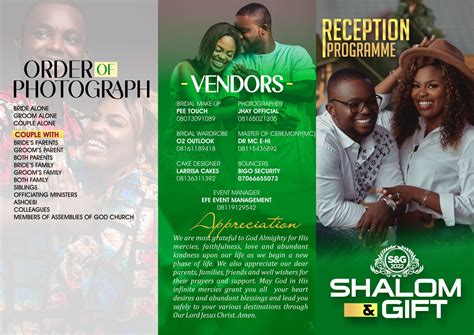 Wedding Reception Program Design Wedding Graphic Design Wedding