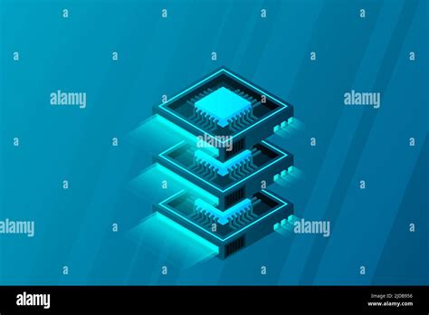 quantum computer large data processing server room artificial intelligence data base concept