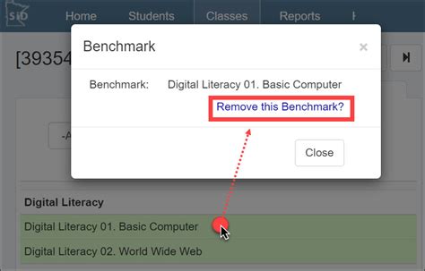 Link Or Remove A Benchmark From A Class Sid Help Center