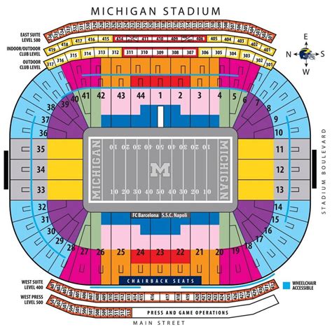 Michigan Stadium Seating Chart With Rows And Seat Numbers Tickets