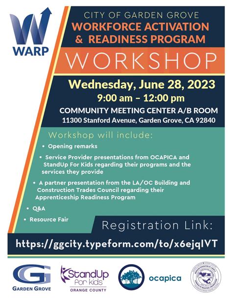Workforce Activation And Readiness Program Workshop City Of Garden Grove