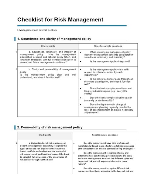Risk Management Audit Checklist Pdf Regulatory Compliance Audit