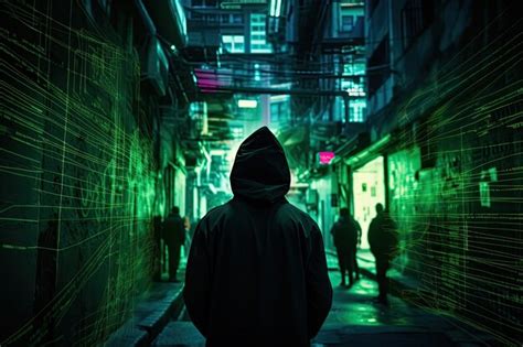 Premium Photo Cyber Scene Hackers In The Shadows Pulsating Neon Code Digital Security