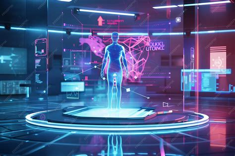Futuristic Hologram Projection Of A Human Figure In A Scifi Setting