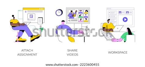 Elearning Platform Features Isolated Cartoon Vector Stock Vector