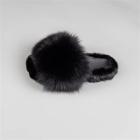 Black Mink And Fox Fur Slides Efurs