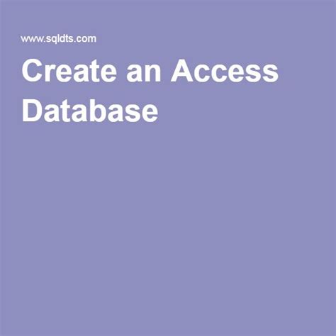 Create An Access Database