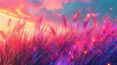 Futuristic Grasslands Grasslands That Shimmer With Futuristic Light