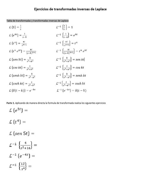 Ejercicios De Transformada Inversa De Laplace Pdf Análisis Matemático Funciones Y Mapeos