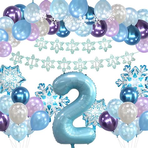 دکوراسیون جشن تولد تم یخ زده ، کیت قوس گلون برفی برای سرزمین عجایب زمستانی ، بادکنک شماره 2 فویل