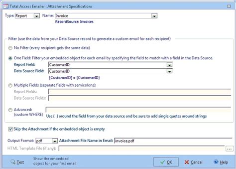 email microsoft access reports and data from access databases filtered