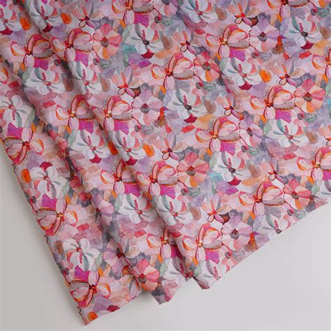 Bright Abstract Floral Digital Printed Muslin Fabnic