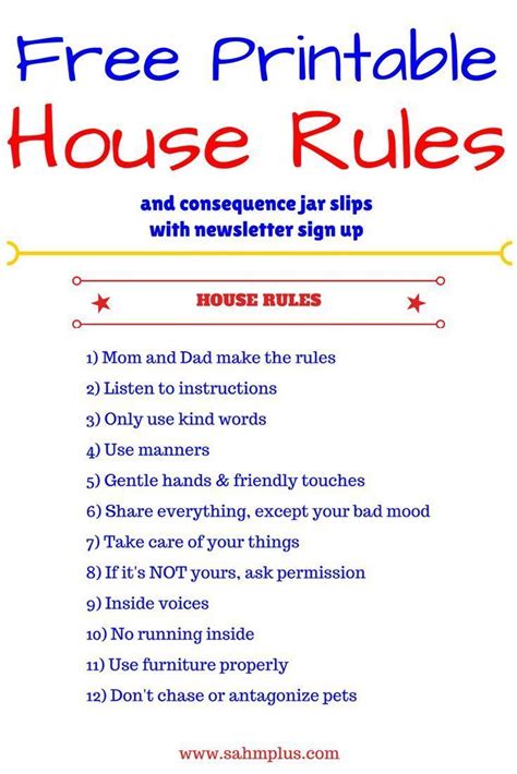Printable House Rules And Consequences Chart Free Word Template