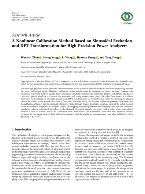 pdf a nonlinear calibration method based on sinusoidal excitation and