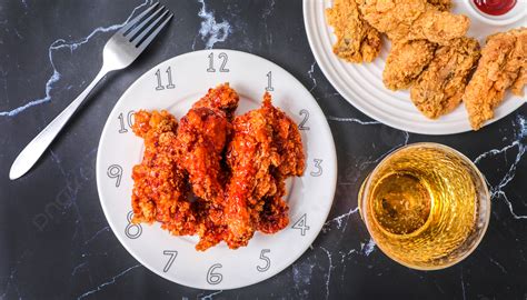 Top View Of Fried Chicken With Black Background Fried Chicken Black Background Food