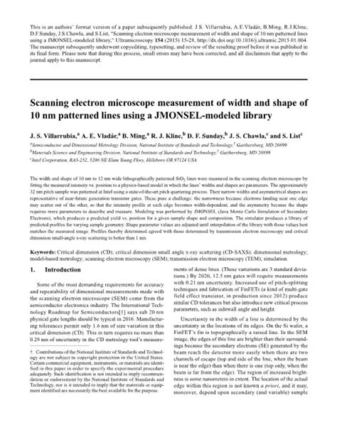 Scanning Electron Microscope Measurement Of Width And Shape Of Docslib