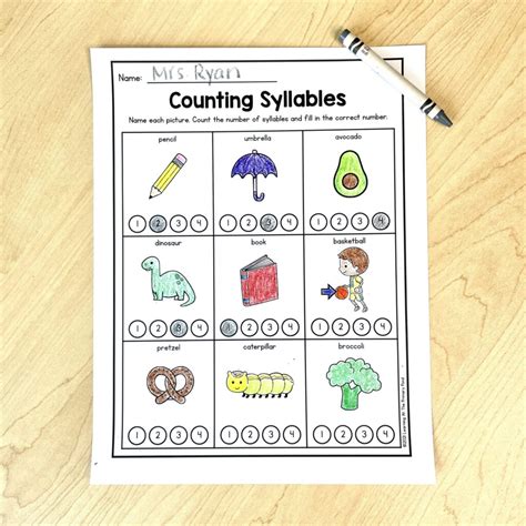 Counting Syllables Worksheet Free Syllables Worksheets Syllable