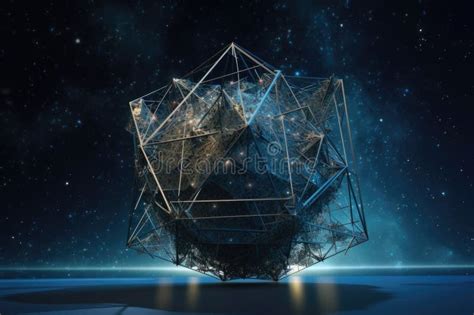An Abstract 3d Structure Floating In A Starry Night Sky Stock Illustration Illustration Of