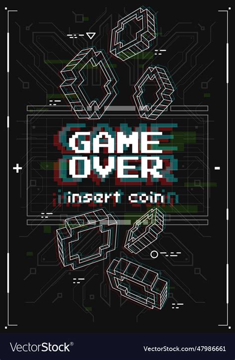 Futuristic Poster With Retro Games Elements Game Vector Image