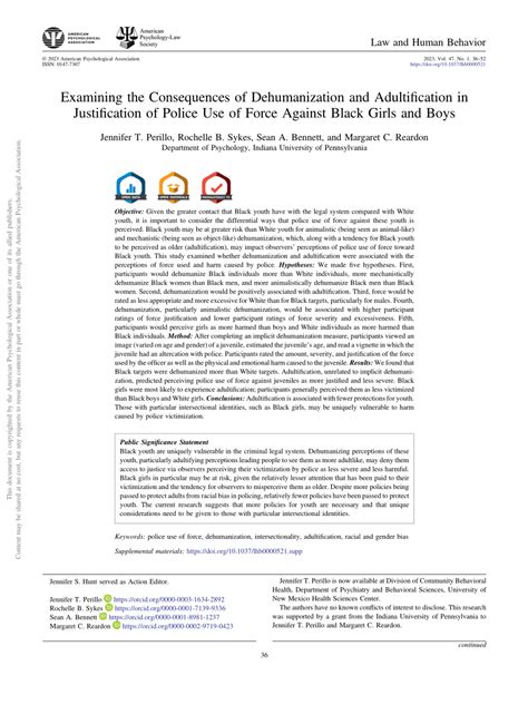 Pdf Examining The Consequences Of Dehumanization And Adultification