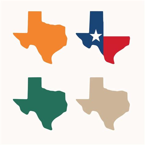 Minimalist Flat Shape Texas State Silhouette Icon Set With Flag Color 68922222 Vector Art At