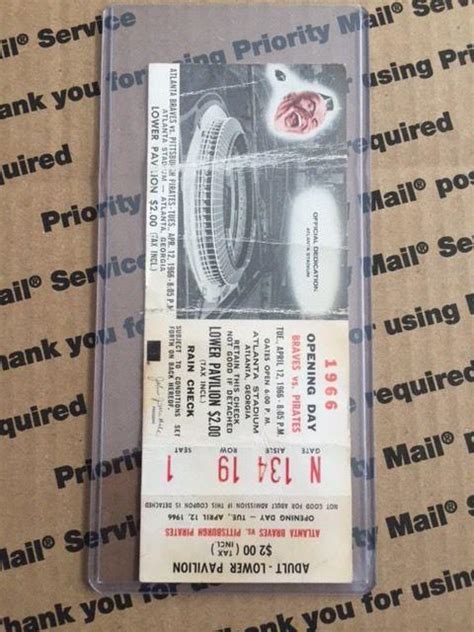 1966 Braves Atlanta Stadium Inaugural Opening Game Season Ticket Stub