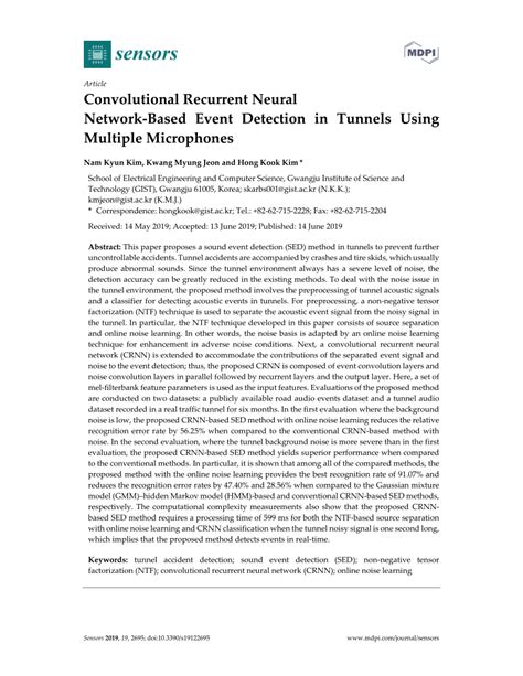 Pdf Convolutional Recurrent Neural Network Based Event Detection In Tunnels Using Multiple