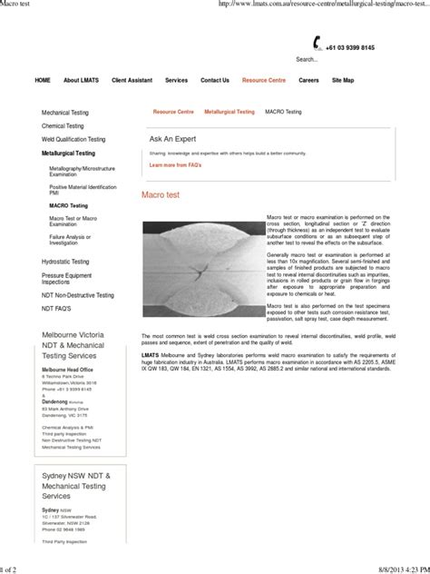 Macro Test Nondestructive Testing Materials Science