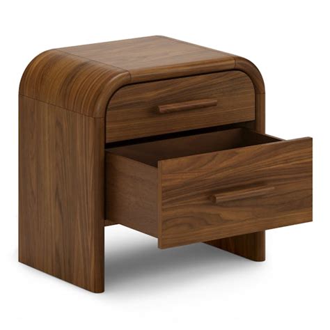Faydra Walnut 2 Drawer Wood Nightstand Article