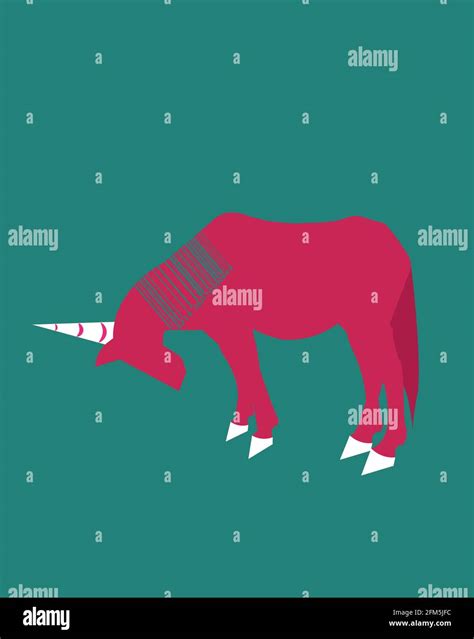 Illustration Of An Unicorn With Her Hair As A Bar Code Design Isolate
