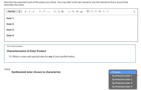 Solved Report Synthesis Of Esters Synthesis Of Esters How