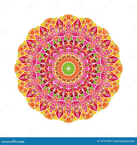 Round Geometrical Abstract Ornate Triangle Tile Pattern Mandala Stock Vector Illustration Of